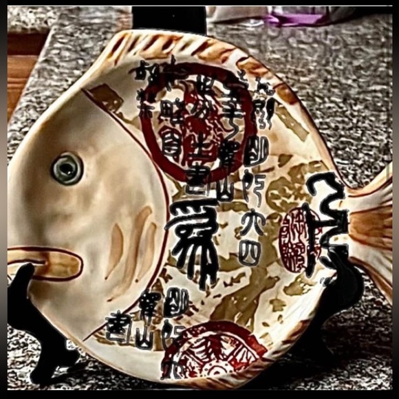 Calligraphy | Art | Vintage Calligraphy Fish Display Plate With Chinese ...